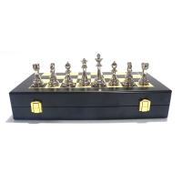 China Customized Logo Unfoldable Zinc-Alloy Metal Chess Set Chess Game Board for sale