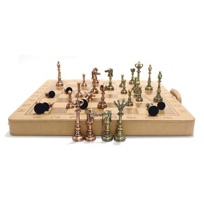 China Customized Luxury Portable International Chess Set with Foldable Design and Zinc Alloy Pieces for sale