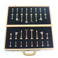 China Customized Luxury Portable International Chess Set with Foldable Design and Zinc Alloy Pieces for sale