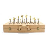 China Luxury Zinc Alloy Chess Set with Foldable Wooden Board and Customized Logo for Adults and Children for sale