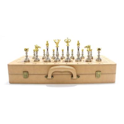 China Luxury Zinc Alloy Chess Set with Foldable Wooden Board and Customized Logo for Adults and Children for sale