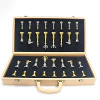 China Luxury Zinc Alloy Chess Set with Foldable Wooden Board and Customized Logo for Adults and Children for sale