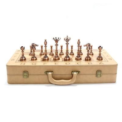 China Luxury Foldable Metal Chess Set with Customized Logo and Zinc Alloy Pieces for sale