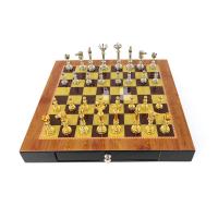 China Modern Style Wooden & Zinc-Alloy Chess Set with Customized Logo Chessboard for Chess Game for sale