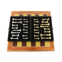 China Modern Style Wooden & Zinc-Alloy Chess Set with Customized Logo Chessboard for Chess Game for sale