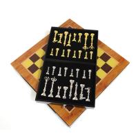 China Modern Style Wooden & Zinc-Alloy Chess Set with Customized Logo Chessboard for Chess Game for sale