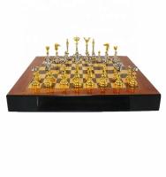 China Zinc Alloy Material Foldable Design Chess Set with 40*40*3.5cm Size Chessboard for Portable Metal Chess Game for sale