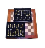 China Zinc Alloy Material Foldable Design Chess Set with 40*40*3.5cm Size Chessboard for Portable Metal Chess Game for sale