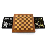 China Modern Zinc-Alloy Chess Set with 50*50*5.5cm Board and Customized Logo for Portable Chess Games for sale