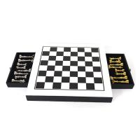China Portable 40*40*3.5cm Zinc Alloy Metal Chessboard Chess Set for Travel and Home for sale