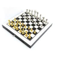 China Professional Custom Zinc Alloy Metal Chess Set with Board and Customized Logo 40*40*3.5cm for Gift for sale