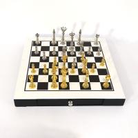 China Professional Custom Zinc Alloy Metal Chess Set with Board and Customized Logo 40*40*3.5cm for Gift for sale