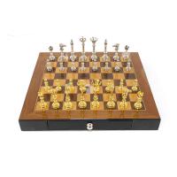 China Professional Zinc-Alloy Metal Chess Set with Foldable Design and Customized Logo Chessboard for Adults and Kids for sale