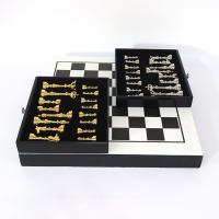 China Portable Foldable Chess Set with Zinc Alloy Pieces and Wooden Chessboard for Outdoor Games for sale