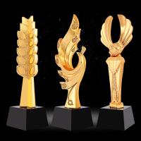 China Customized Logo Zinc Alloy Metal Trophy with Brushed Surface for Sports Awards and Gifts for sale