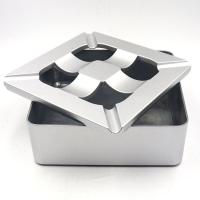 China Windproof Aluminum Ashtray with Matte Finish and Ventilated Lid for Indoor Outdoor Use for sale