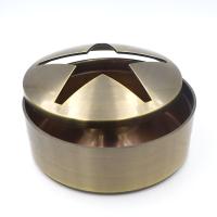 China Vintage brass metal ashtray with star pattern lid and windproof design for home and bar decoration for sale