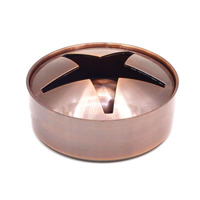 China Vintage Red Bronze Metal Ashtray with Star Cutout Lid and Windproof Design for Home and Bar Decor for sale
