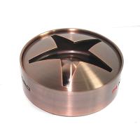 China Vintage Red Bronze Metal Ashtray with Star Cutout Lid and Windproof Design for Home and Bar Decor for sale