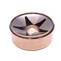 China Vintage Red Bronze Metal Ashtray with Star Cutout Lid and Windproof Design for Home and Bar Decor for sale