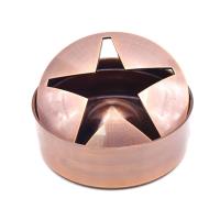 China Vintage Red Bronze Metal Ashtray with Star Cutout Lid and Windproof Design for Home and Bar Decor for sale