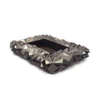 China Square 3D irregular rock geometric surface metal ashtray with matte gunmetal finish and scratch resistant design for sale