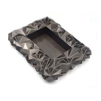 China Square 3D irregular rock geometric surface metal ashtray with matte gunmetal finish and scratch resistant design for sale