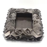 China Square 3D irregular rock geometric surface metal ashtray with matte gunmetal finish and scratch resistant design for sale