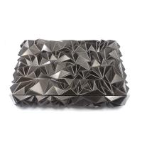 China Square 3D irregular rock geometric surface metal ashtray with matte gunmetal finish and scratch resistant design for sale