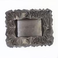 China Square 3D irregular rock geometric surface metal ashtray with matte gunmetal finish and scratch resistant design for sale