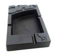 China Rectangular Resin Ash Container with Custom Embossed Logo and Multiple Storage Grooves in Matte Black Finish for sale