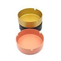 China Round Aluminum Alloy Metal Ashtray with Multi-Color Matte Finish and Side Notches for Home Bar Hotel for sale