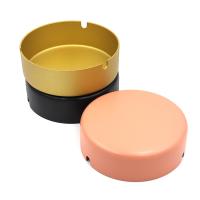 China Round Aluminum Alloy Metal Ashtray with Multi-Color Matte Finish and Side Notches for Home Bar Hotel for sale