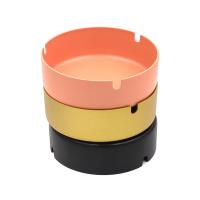 China Round Aluminum Alloy Metal Ashtray with Multi-Color Matte Finish and Side Notches for Home Bar Hotel for sale