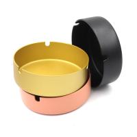 China Round Aluminum Alloy Metal Ashtray with Multi-Color Matte Finish and Side Notches for Home Bar Hotel for sale