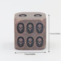 China Vintage Antique Finish Metal Dice with Embossed Skull Pattern and Heavy Weight for Tabletop Games for sale