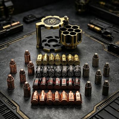 China Revolver Cylinder Metal Dice Set with Rotatable Cylinder, Vintage Zinc Alloy, and Customizable Top Cover for RPG Games for sale