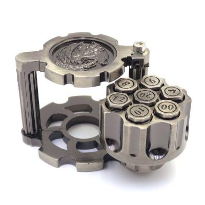 China Rotatable Revolver Cylinder Metal Dice Set - 7Pcs Bullet-Shaped Polyhedral RPG Game Dice in Vintage Zinc Alloy for sale