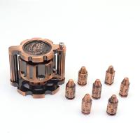 China Rotatable Revolver Cylinder Metal Polyhedral Dice Set with Antique Copper Zinc Alloy and Bullet-Shaped RPG Game Dice for sale
