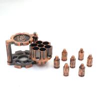 China Rotatable Revolver Cylinder Metal Polyhedral Dice Set with Antique Copper Zinc Alloy and Bullet-Shaped RPG Game Dice for sale