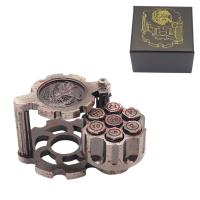 China Rotatable Revolver Cylinder Metal Polyhedral Dice Set with Antique Copper Zinc Alloy and Bullet-Shaped RPG Game Dice for sale