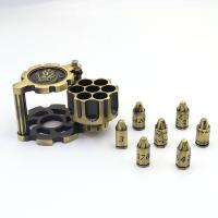 China Rotatable Revolver Cylinder Metal Dice Set with Antique Bronze Zinc Alloy Bullet Shaped Polyhedral Dice for RPG Games for sale