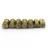 China Rotatable Revolver Cylinder Metal Dice Set with Antique Bronze Zinc Alloy Bullet Shaped Polyhedral Dice for RPG Games for sale