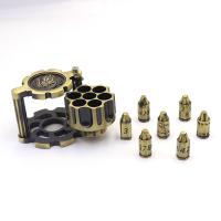 China Rotatable Revolver Cylinder Metal Dice Set with Antique Bronze Zinc Alloy Bullet Shaped Polyhedral Dice for RPG Games for sale
