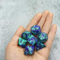 China Natural Azurite Malachite Stone Polyhedral Dice Set - Hand Carved DND Dice with Silver Ink Engraved Numbers for sale