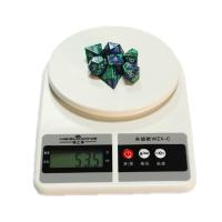 China Natural Azurite Malachite Stone Polyhedral Dice Set - Hand Carved DND Dice with Silver Ink Engraved Numbers for sale