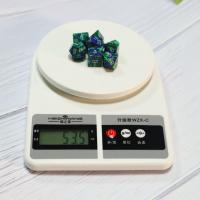 China Natural Azurite Malachite Stone Polyhedral Dice Set - Hand Carved DND Dice with Silver Ink Engraved Numbers for sale