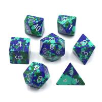 China Natural Azurite Malachite Stone Polyhedral Dice Set - Hand Carved DND Dice with Silver Ink Engraved Numbers for sale
