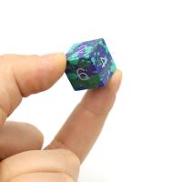 China Natural Azurite Malachite Stone Polyhedral Dice Set - Hand Carved DND Dice with Silver Ink Engraved Numbers for sale