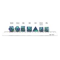 China Natural Azurite Malachite Stone Polyhedral Dice Set - Hand Carved DND Dice with Silver Ink Engraved Numbers for sale